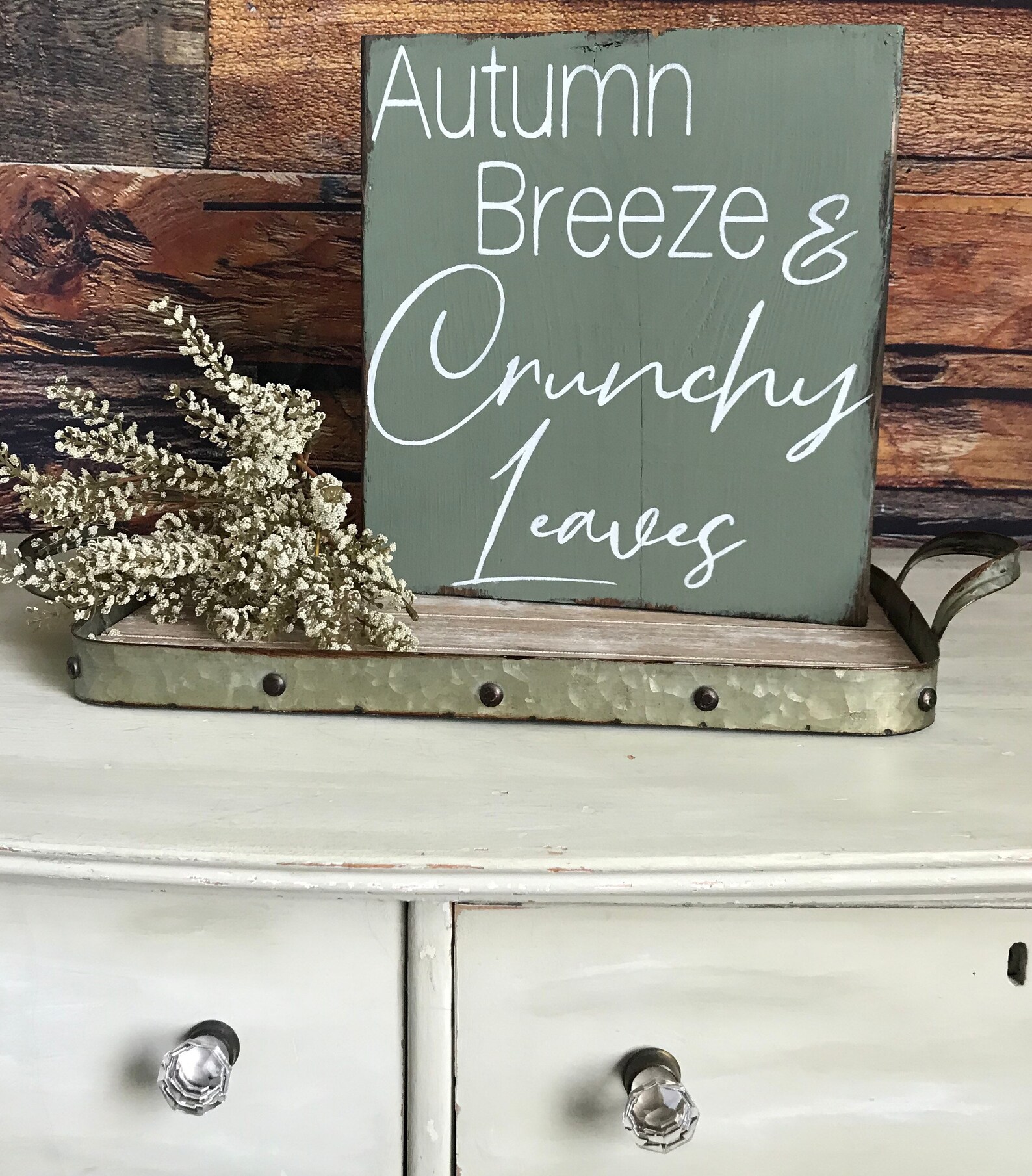 Rustic Fall Wooden Sign / Sage Green Fall Sign Decor / Autumn Breeze ...