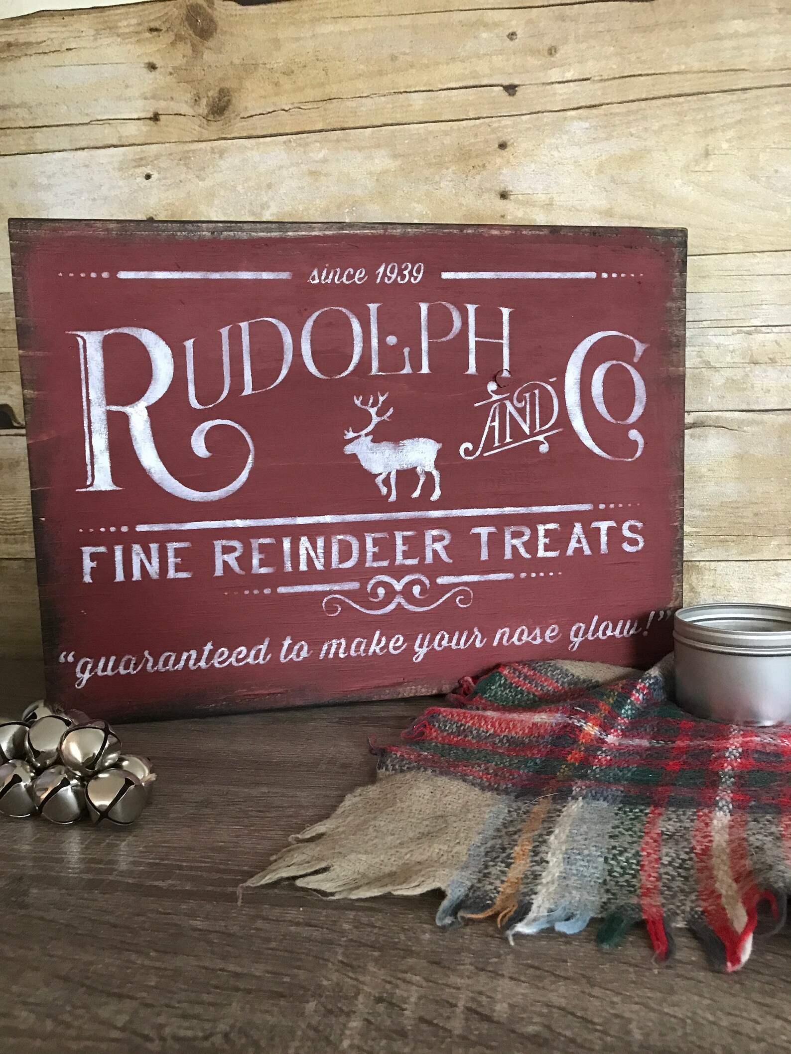 Rustic Christmas Sign Decoration | Rudolph & Co | Reindeer Treats | Old ...
