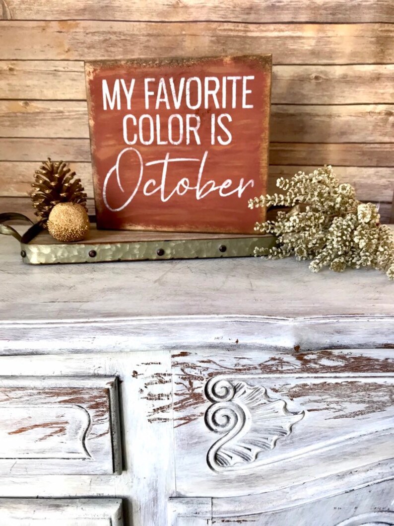 Fall Decoration Fall Wood Sign My Favorite Color is | Etsy