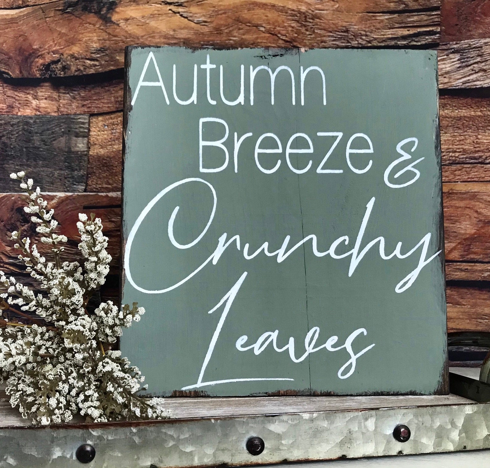 Rustic Fall Wooden Sign / Sage Green Fall Sign Decor / Autumn | Etsy