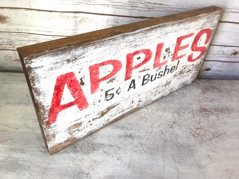 Fall Apple Sign Decor Antique Style Chippy Sign Apples 5 | Etsy