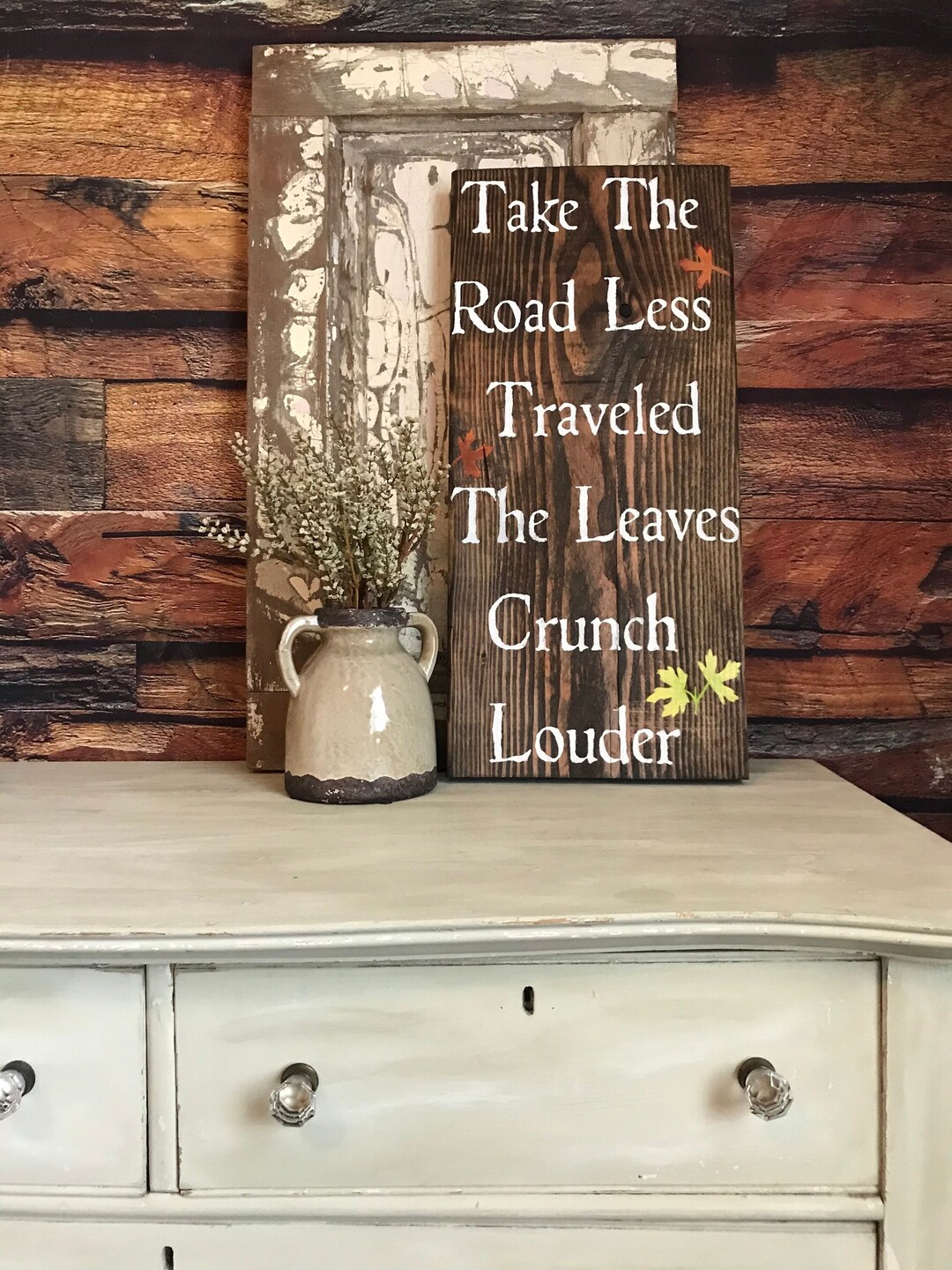 Fall Sign Decor / Crunchy Leaves / Autumn Decoration /take the Road ...
