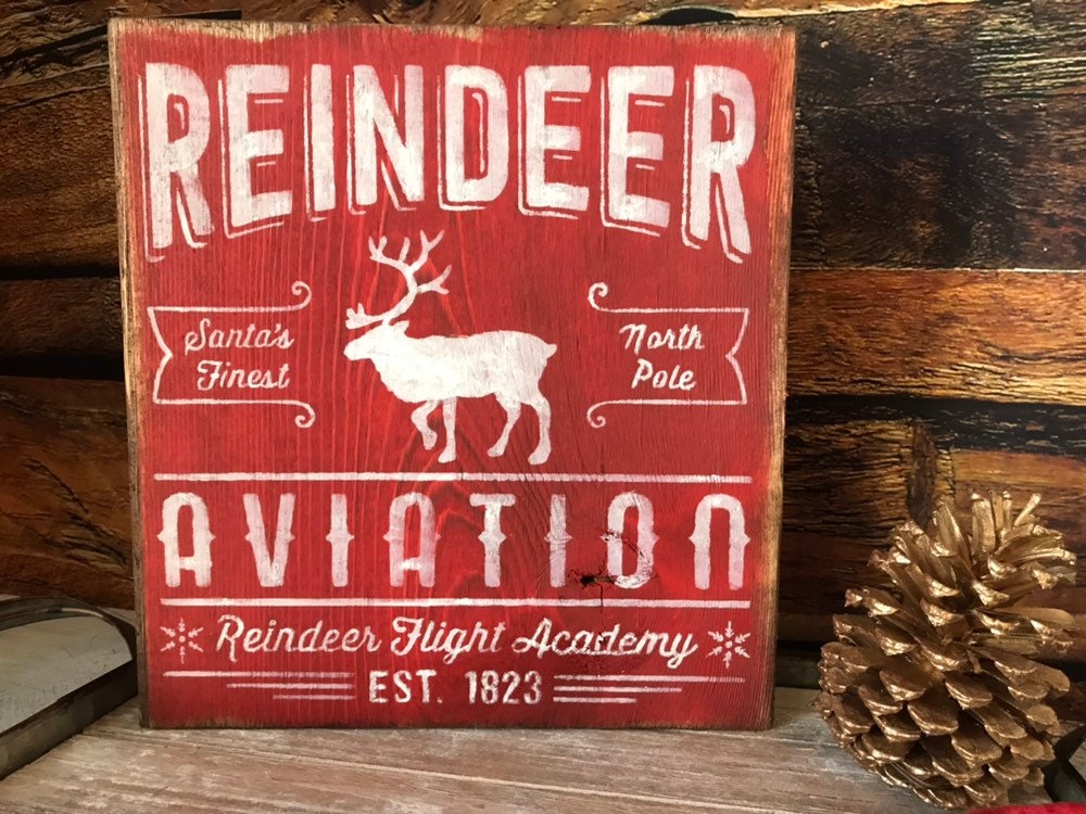 Reindeer Sign Decor Christmas Decoration Rustic Holiday | Etsy