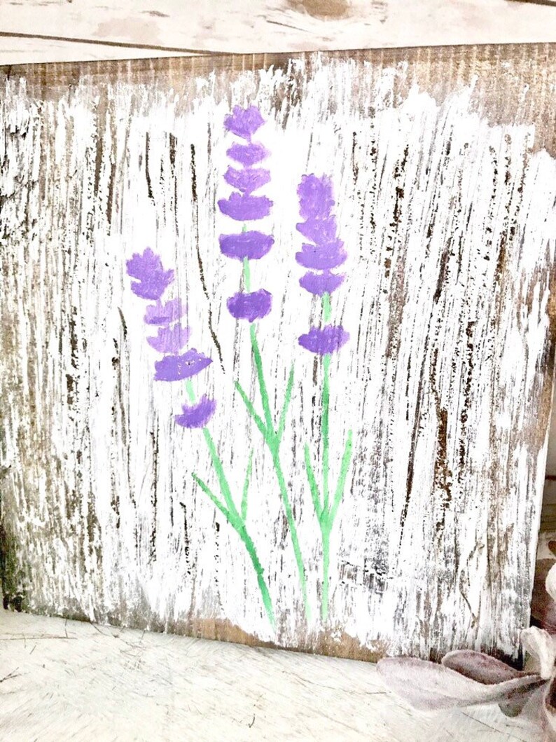 Lavender Sign Decor / Floral Sign / Chippy Paint Decor / | Etsy