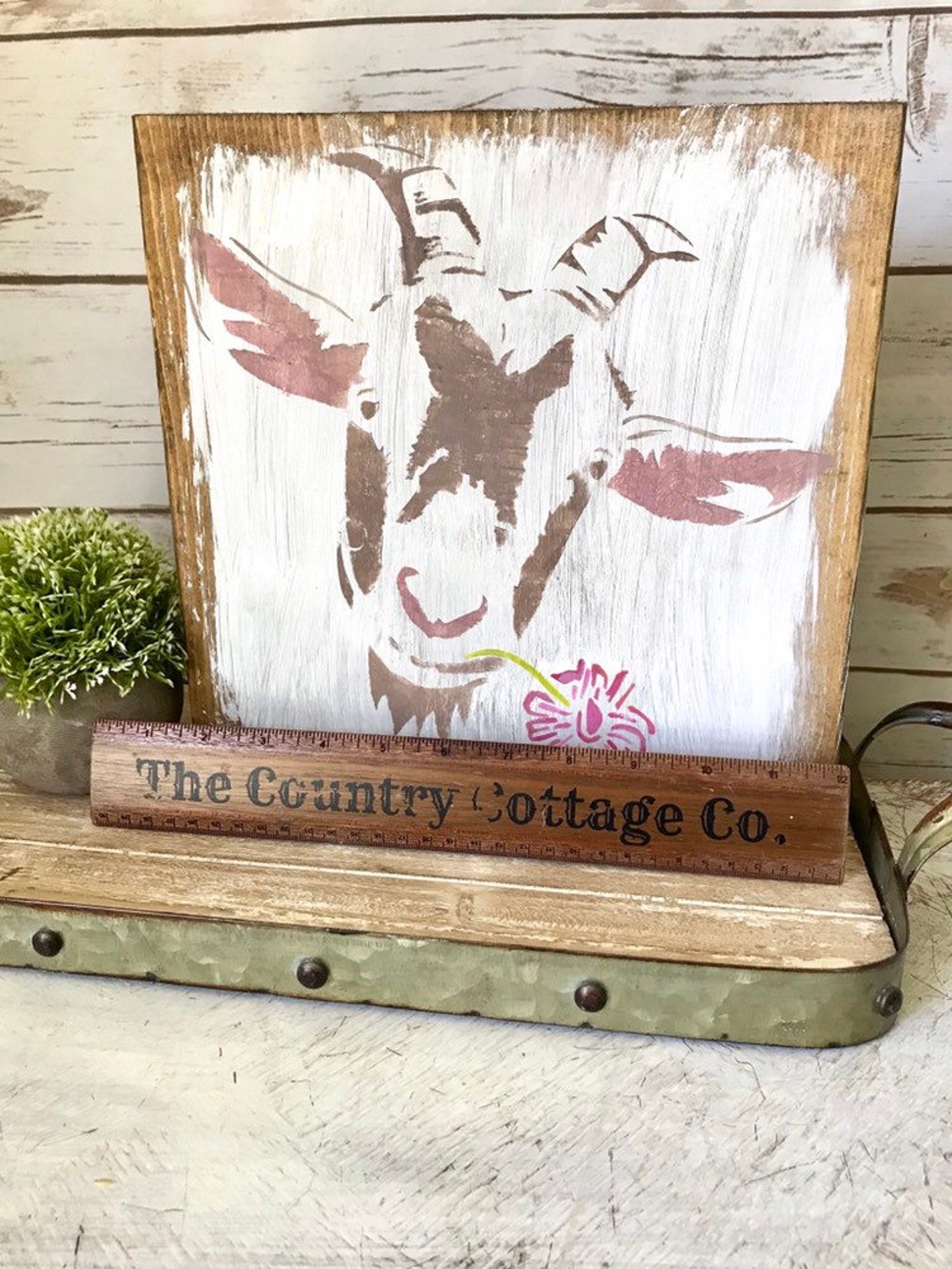 Farmhouse Sign Decor | Goat Sign | Summer Decoration | Goat With Flower ...