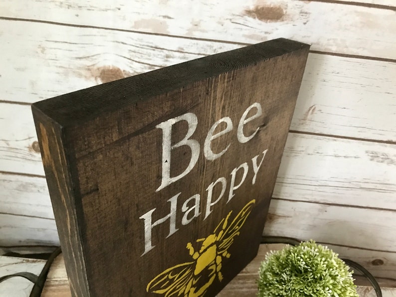 Bee Sign Decor / Nursery Sign / Bee Happy Wooden Sign / Summer Sign ...