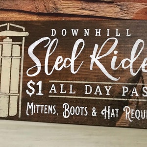 Christmas Wood Sign / Sledding Sign Decor / Winter Decoration / Holiday ...