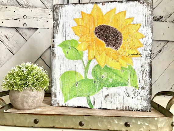 Sunflower Sign / Summer Fall Sign / Wooden Sign / Chippy Sign - Etsy