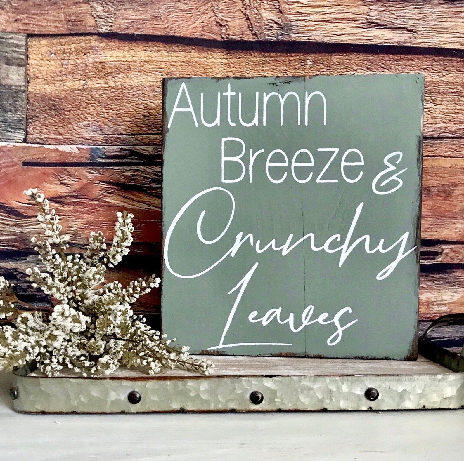 Rustic Fall Wooden Sign / Sage Green Fall Sign Decor / Autumn | Etsy