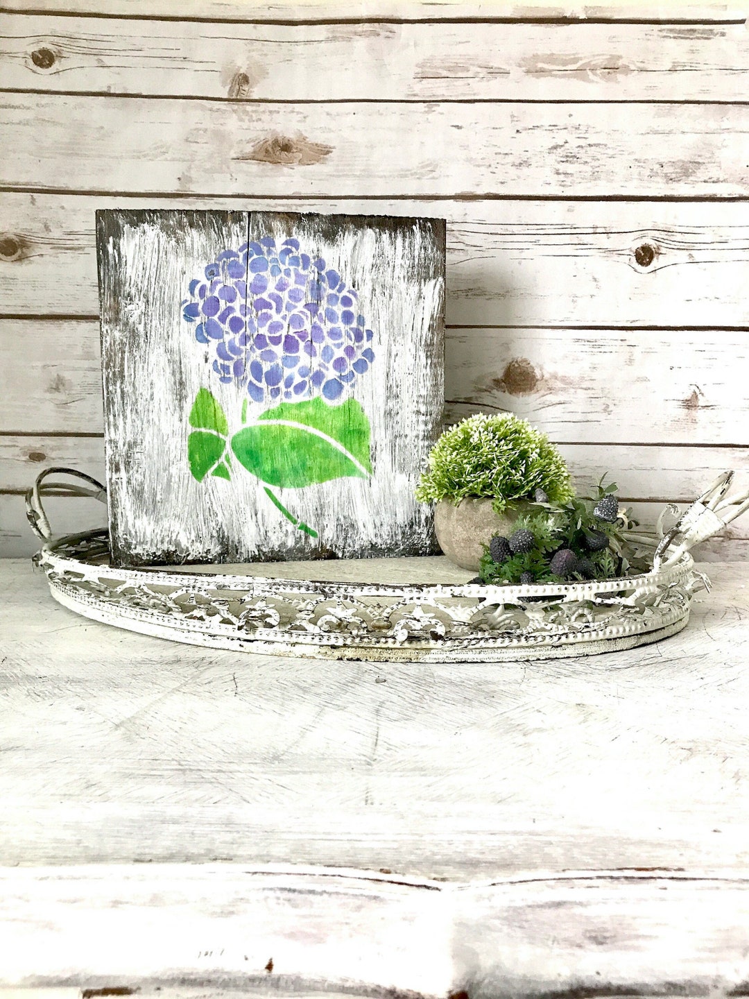 Botanical Sign / Hydrangea Sign / Vintage Floral Sign / Nursery Sign ...