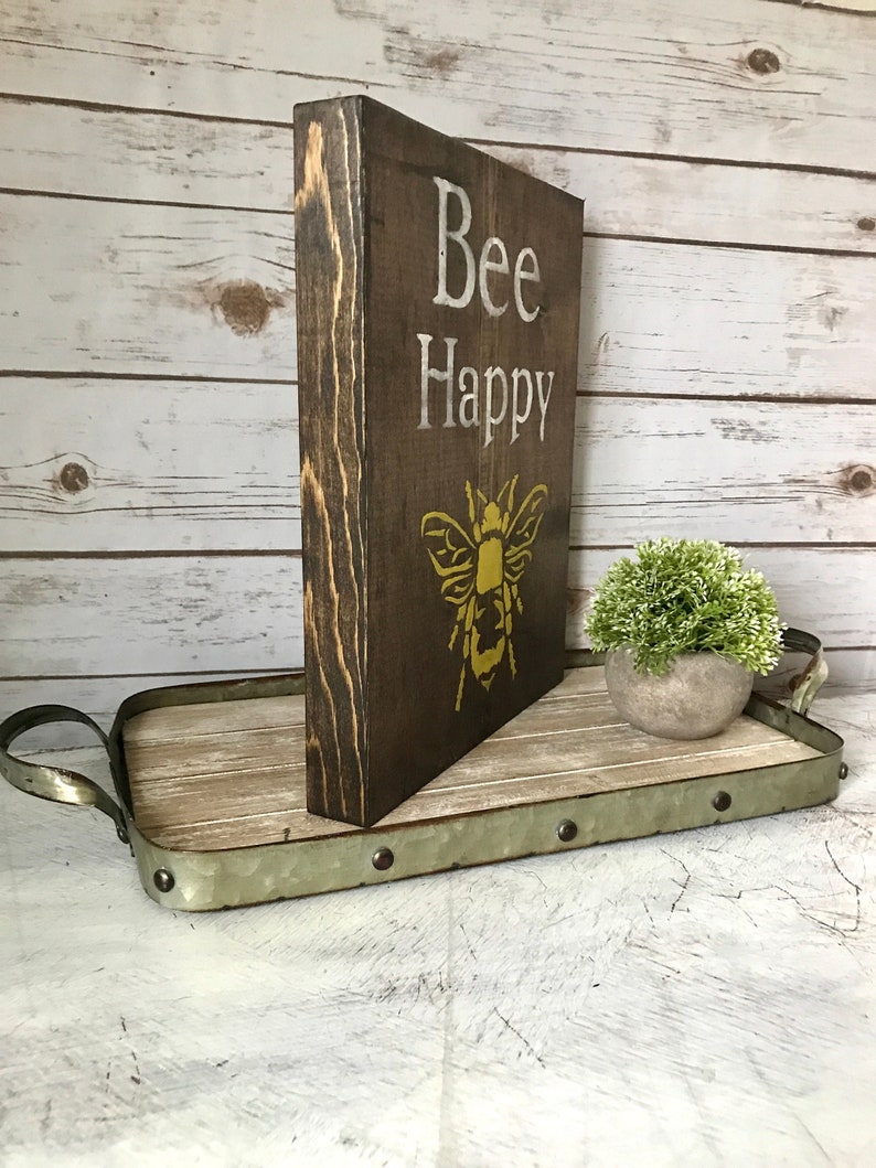 Bee Sign Decor / Nursery Sign / Bee Happy Wooden Sign / Summer Sign ...