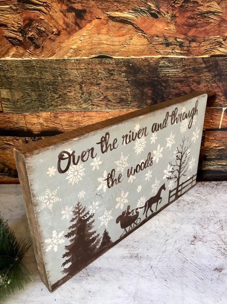 Rustic Christmas Sign / Over the River and Through the Woods / - Etsy