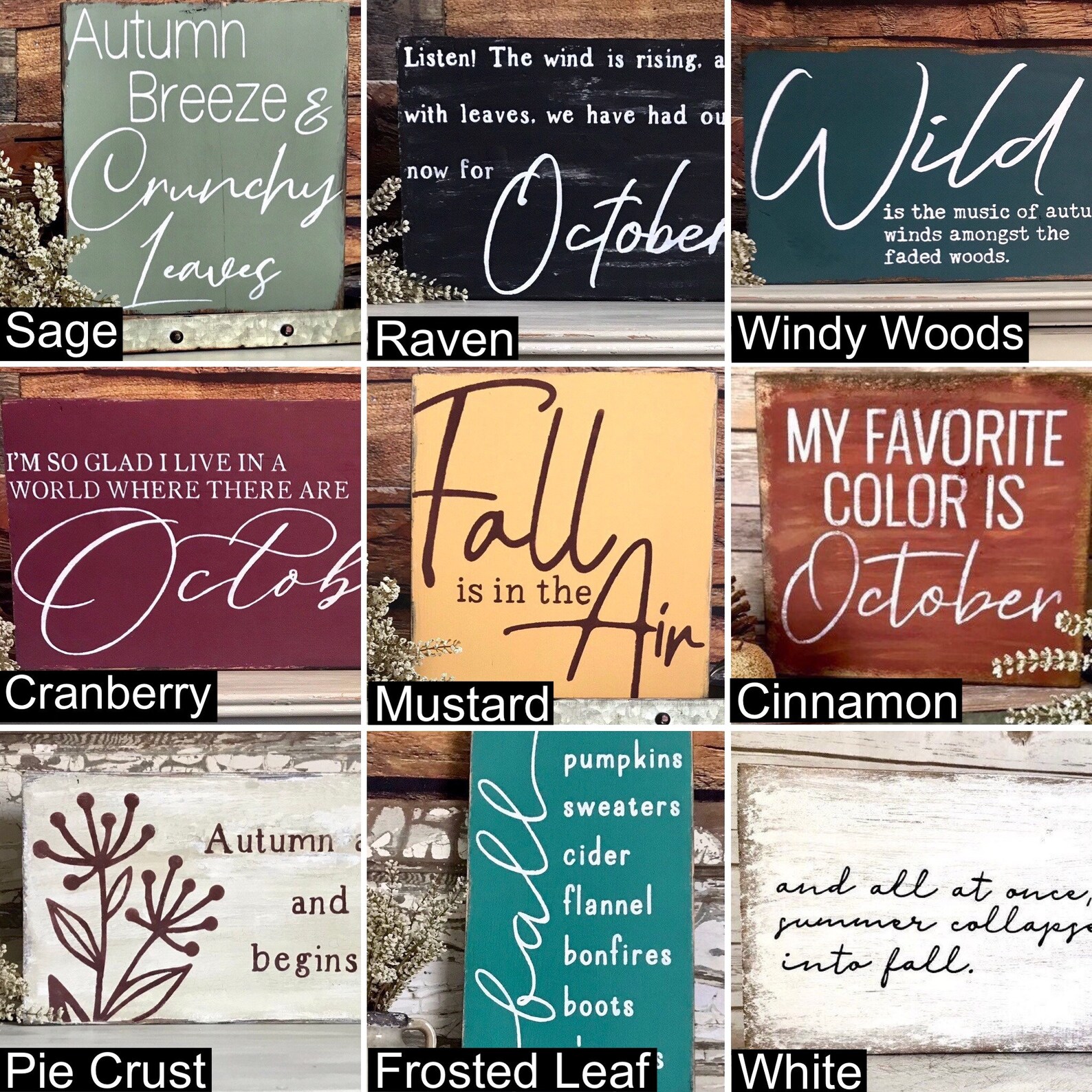 Rustic Fall Wooden Sign / Sage Green Fall Sign Decor / Autumn | Etsy