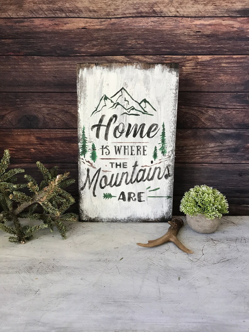 Rustic Hiking Wooden Sign / Home is Where the Mountains Are / - Etsy