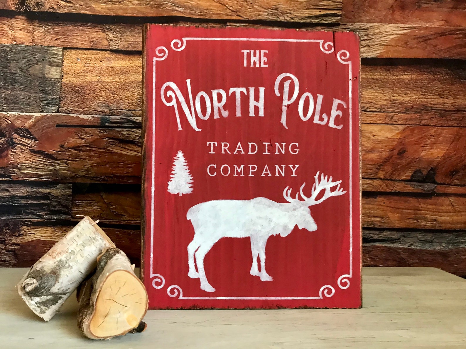 Reindeer Sign Decor / Christmas Decoration / Rustic Christmas Sign ...