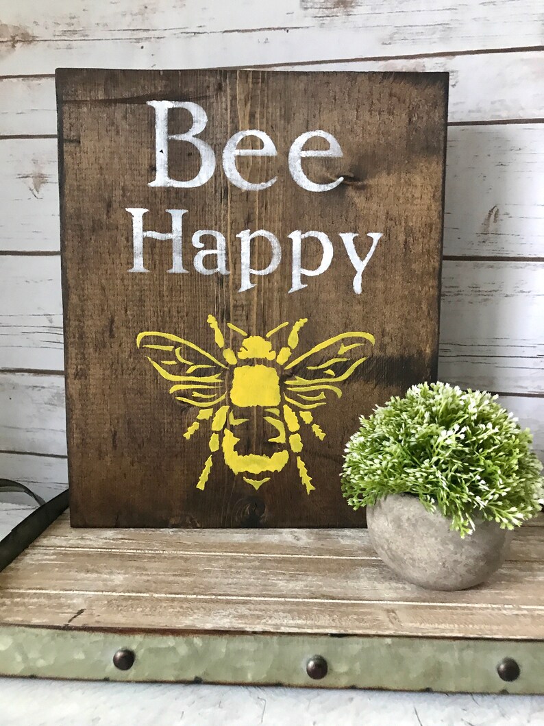 Bee Sign Decor / Nursery Sign / Bee Happy Wooden Sign / Summer - Etsy