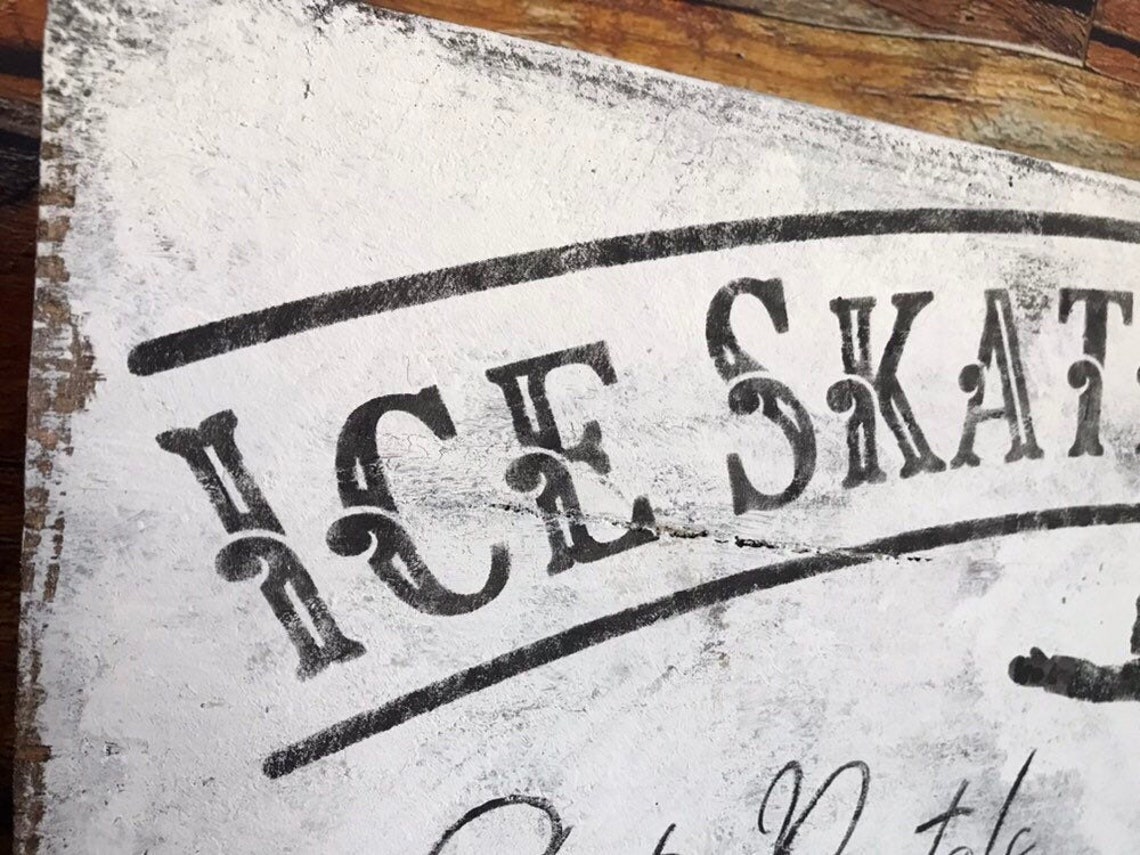 Antique Christmas Sign / Christmas Decor / Vintage Ice Skating | Etsy