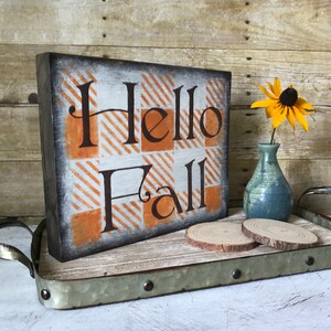 Hello Fall Sign / Fall Decorations / Buffalo Plaid Check / Harvest ...