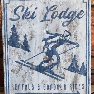 Ski Sign / Winter Decor / Ski Lodge Sign / Ski Rental Sign / Vintage ...