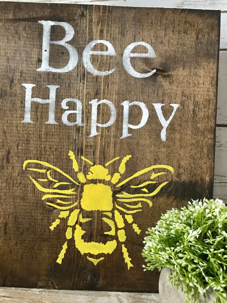 Bee Sign Decor / Nursery Sign / Bee Happy Wooden Sign / Summer - Etsy