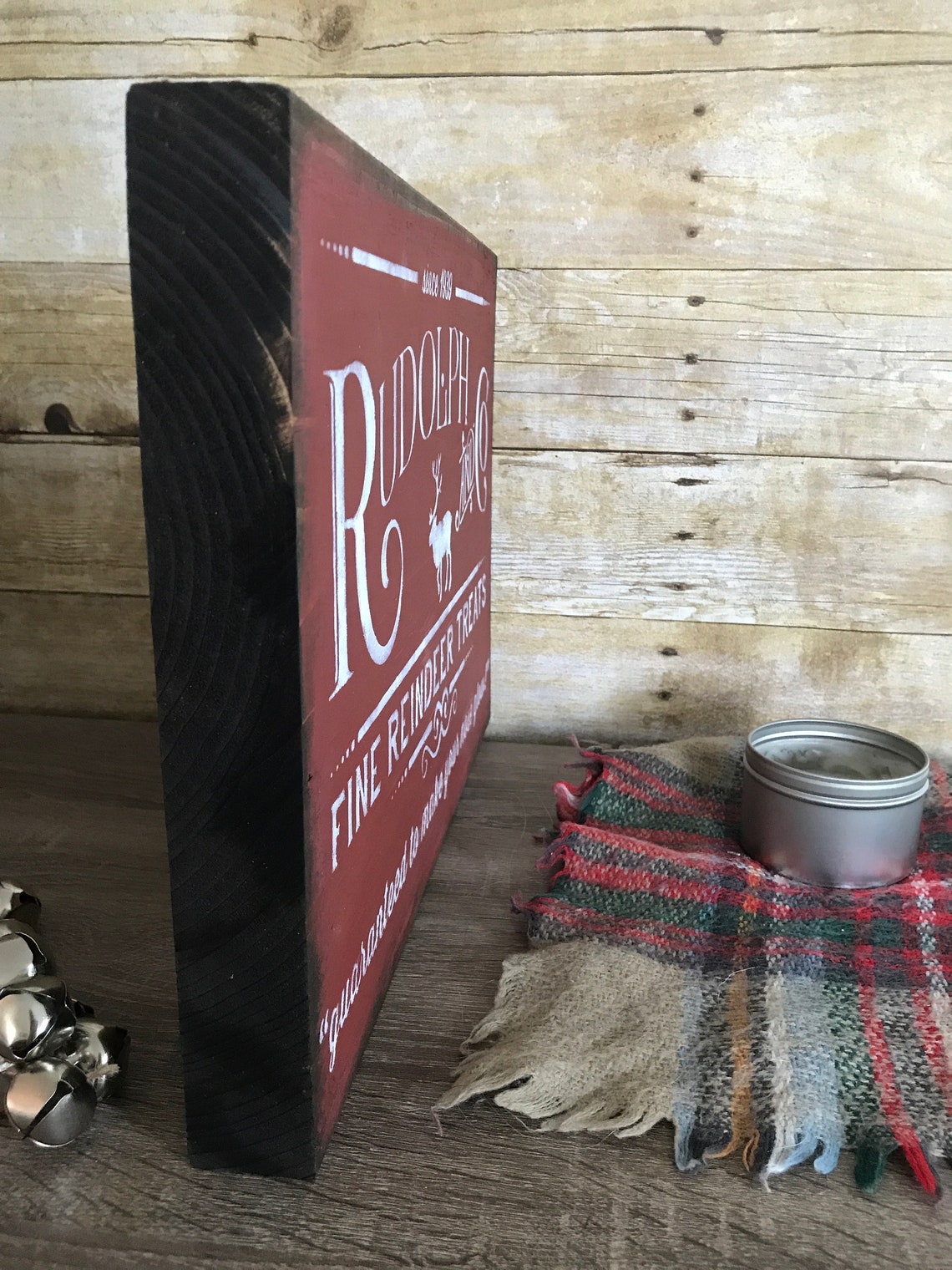 Rustic Christmas Sign Decoration Rudolph & Co Reindeer - Etsy