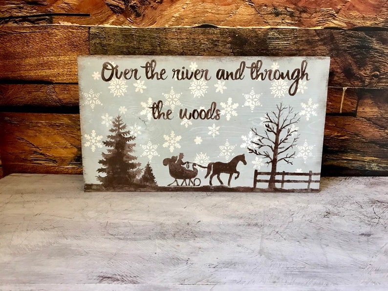Rustic Christmas Sign / Over the River and Through the Woods / - Etsy