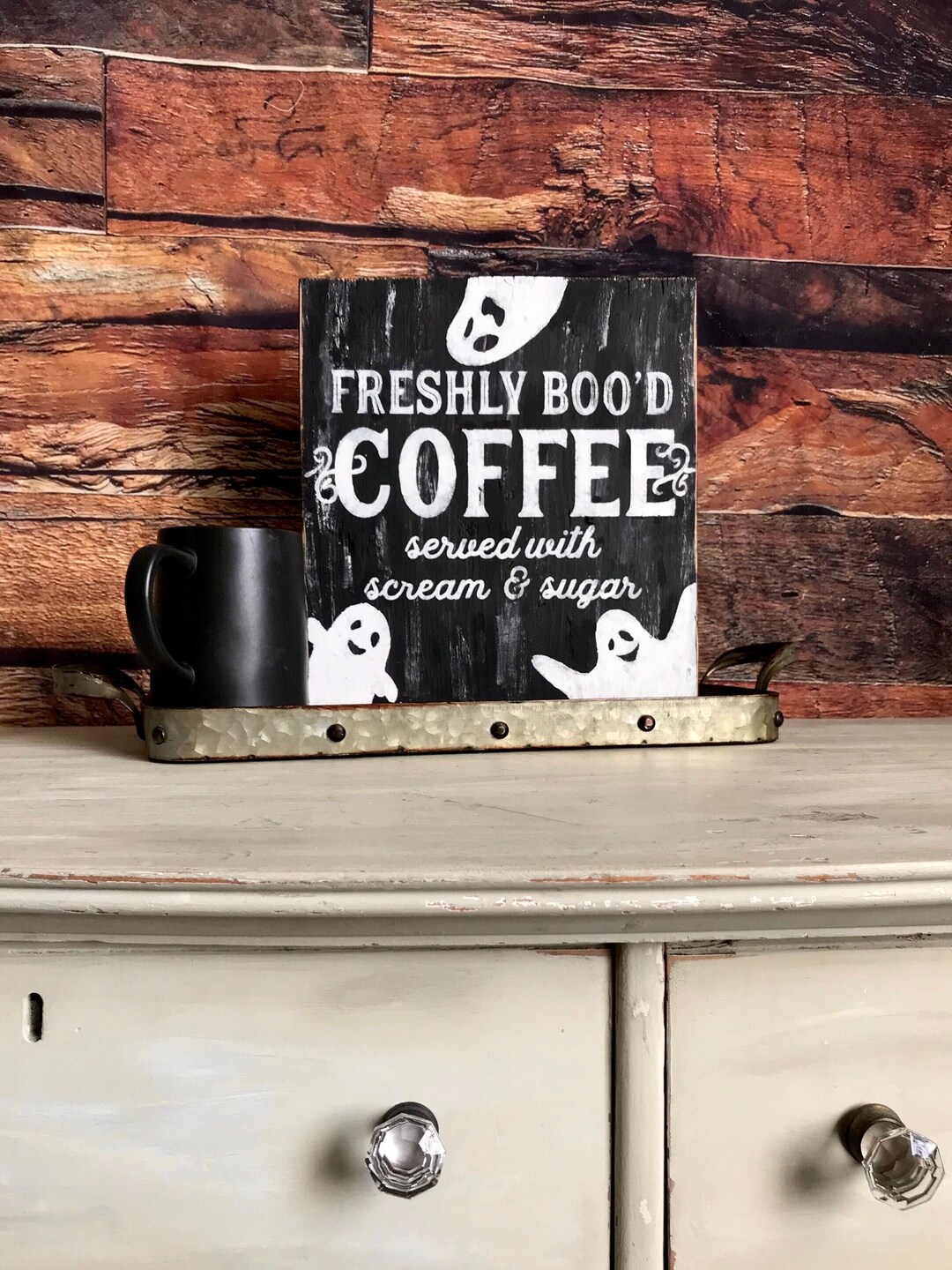 Halloween Decor / Rustic Halloween Sign / Ghost Decor / Freshly Boo’d ...