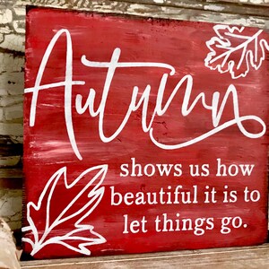 Autumn Quote Sign / Autumn Decor / Fall Leaves / Rustic Wooden Sign - Etsy