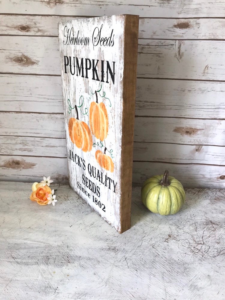 Fall Wood Sign Decor | Pumpkin Fall Decor | Heirloom Pumpkin Seeds Sign ...