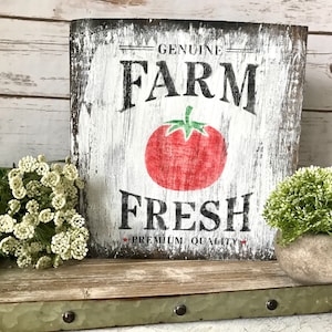 Tomato Sign / Kitchen Veggie Wood Sign / Farm Freah Tomatoes / Summer ...