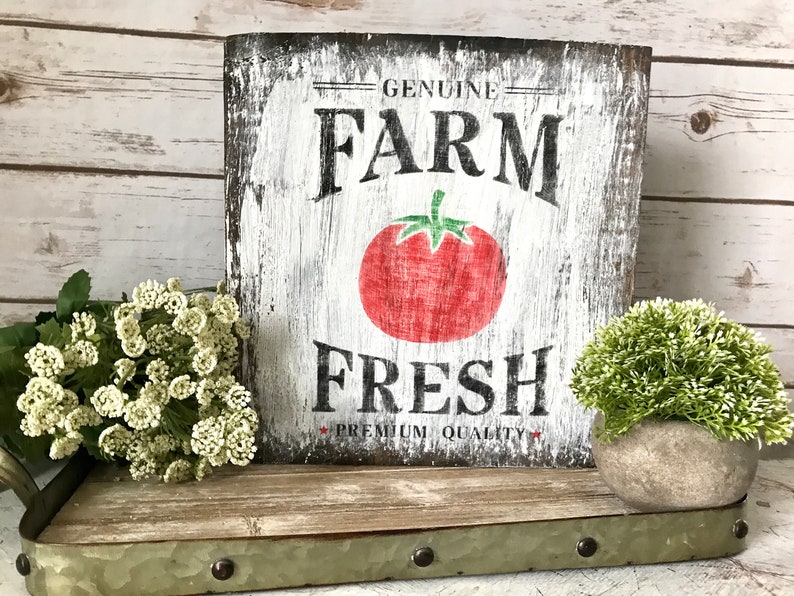 Tomato Sign / Kitchen Veggie Wood Sign / Farm Freah Tomatoes / - Etsy