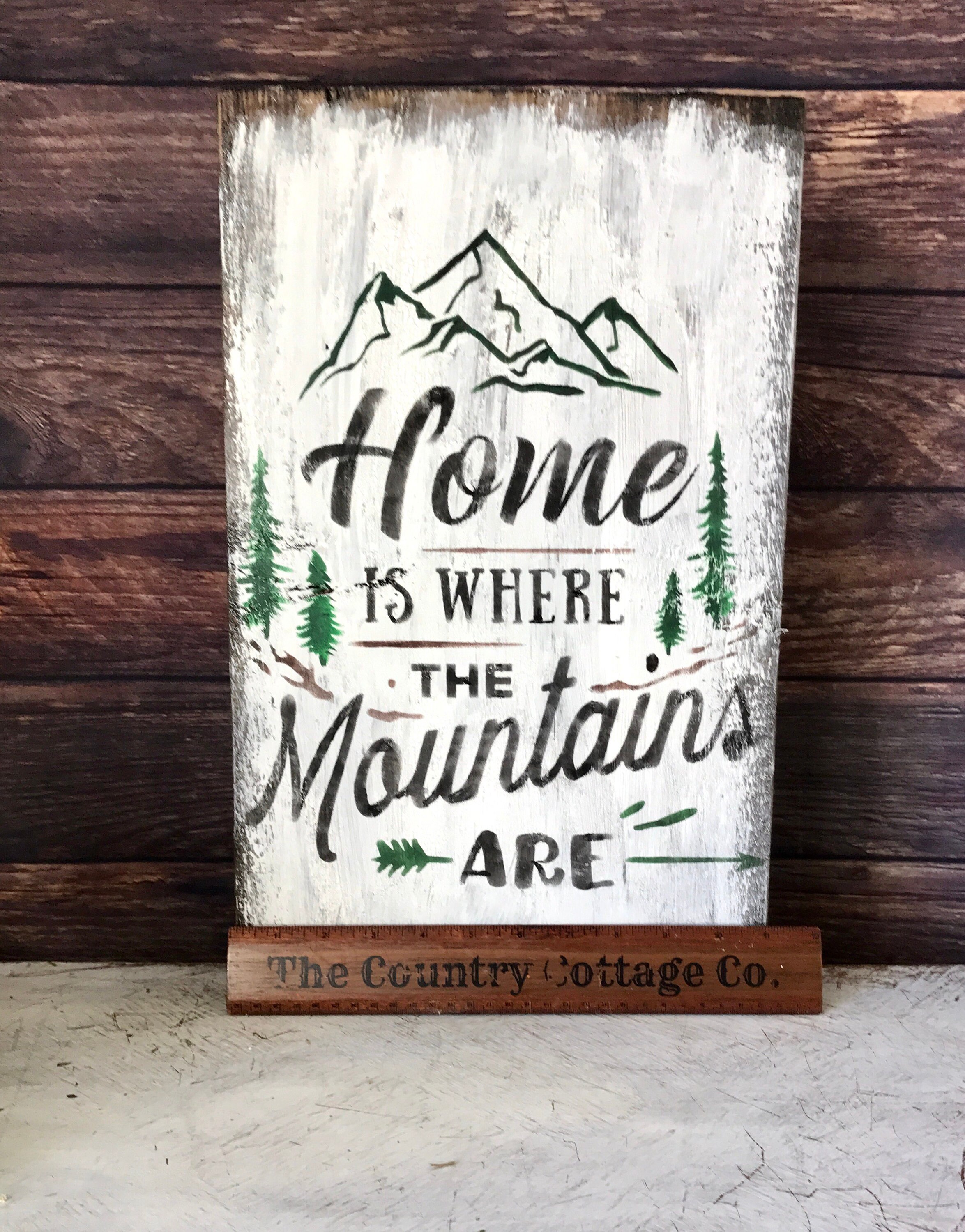 Rustic Hiking Wooden Sign / Home is Where the Mountains Are / - Etsy