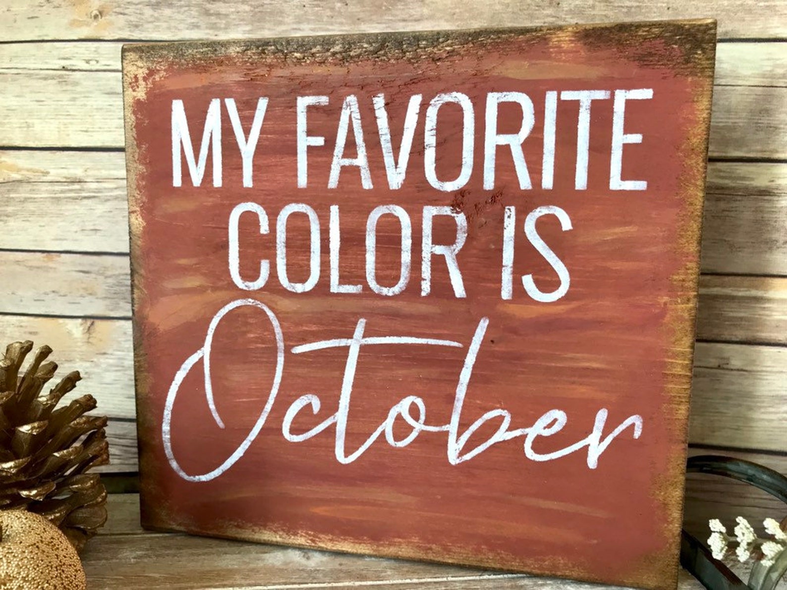 Fall Decoration Fall Wood Sign My Favorite Color is - Etsy