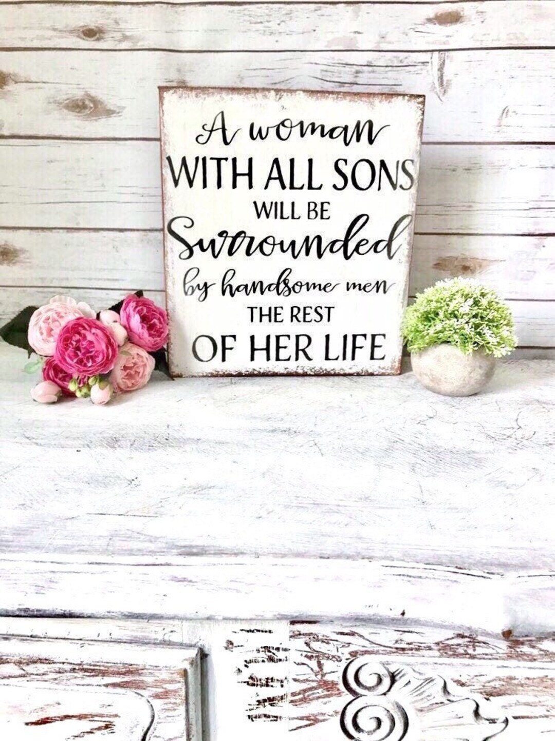 Mother Son Sign / Wooden Sign / Farmhouse Home Decor / A Woman With All ...