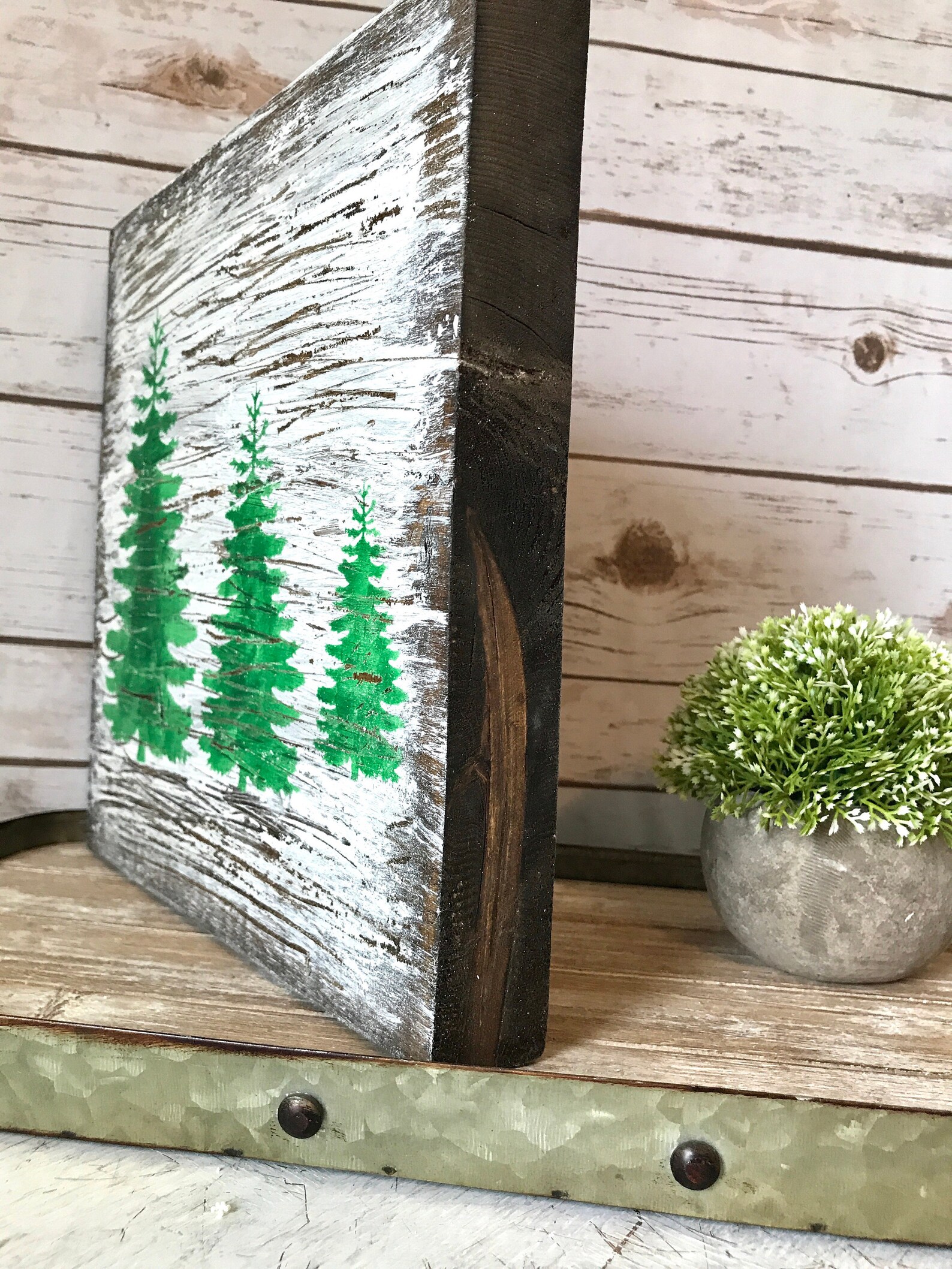 Pine Tree Sign Decoration Chippy Pine Trees Winter - Etsy