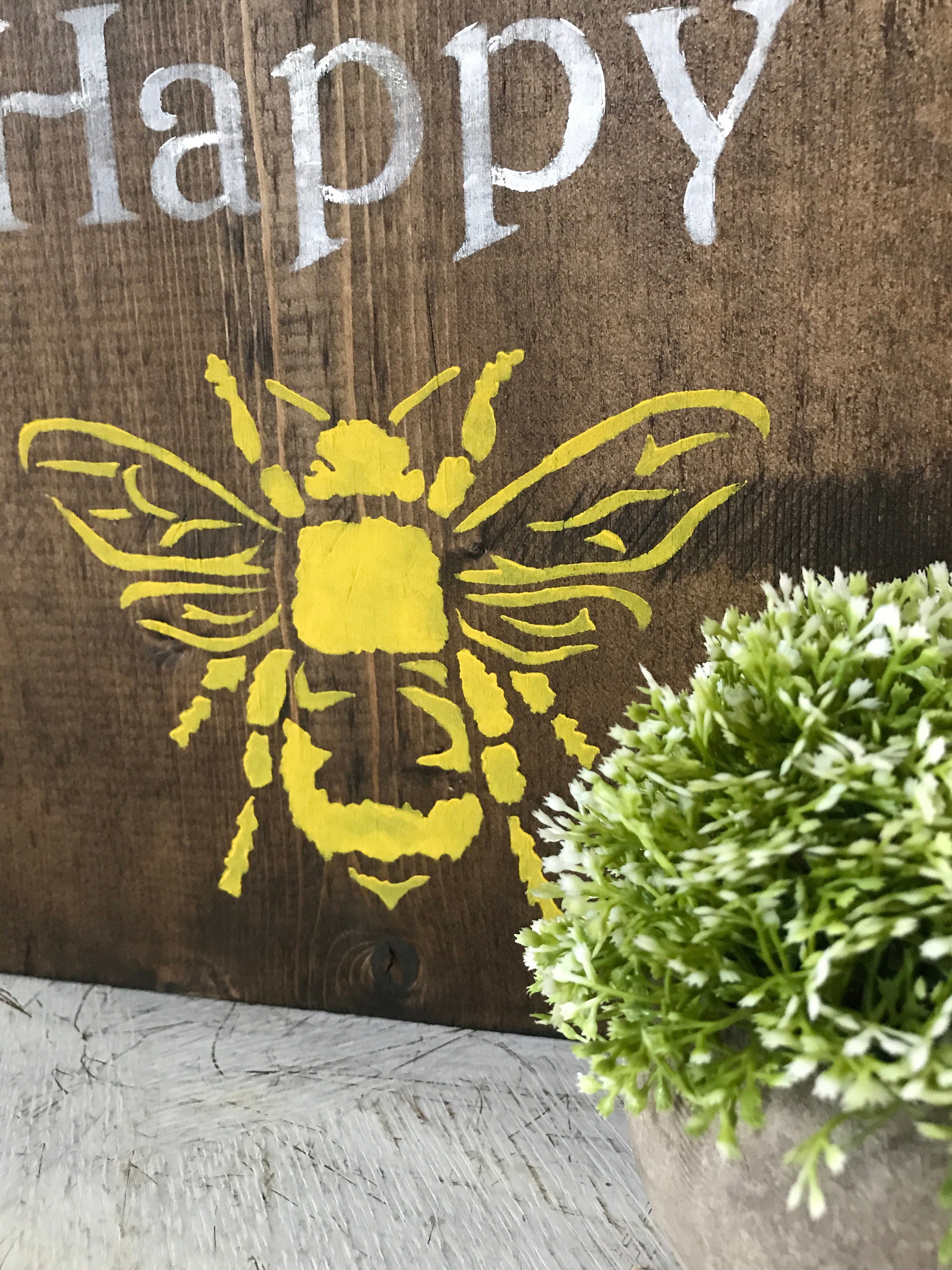 Bee Sign Decor / Nursery Sign / Bee Happy Wooden Sign / Summer Sign ...