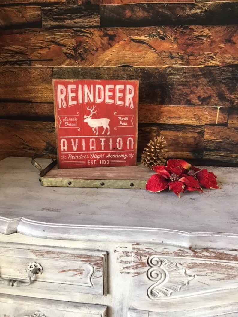 Reindeer Sign Decor Christmas Decoration Rustic Holiday | Etsy