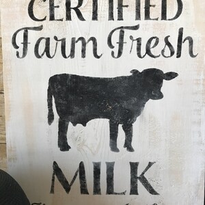 Country Sign / Farm Fresh Milk / Rustic Farmhouse Kitchen Decor / Dairy ...