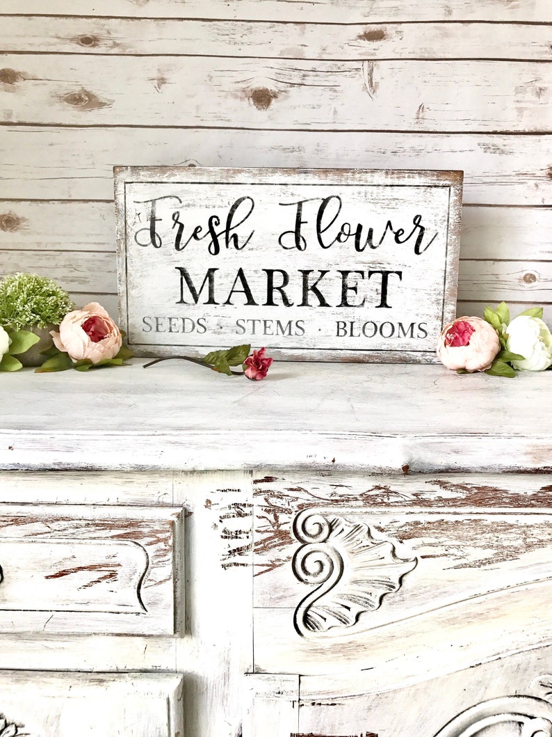 Spring Sign / Flower Market Wood Sign / Antique Farmhouse Sign ...