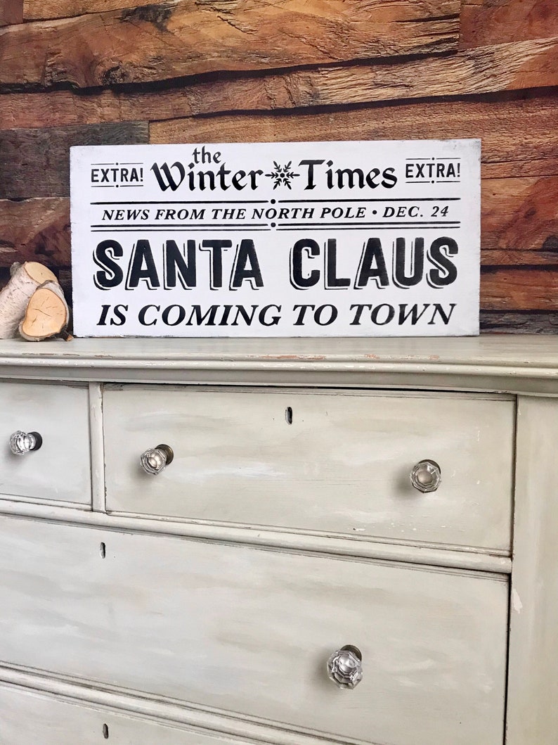 Santa Sign Decor / Christmas Sign / Santa Claus is Coming to - Etsy