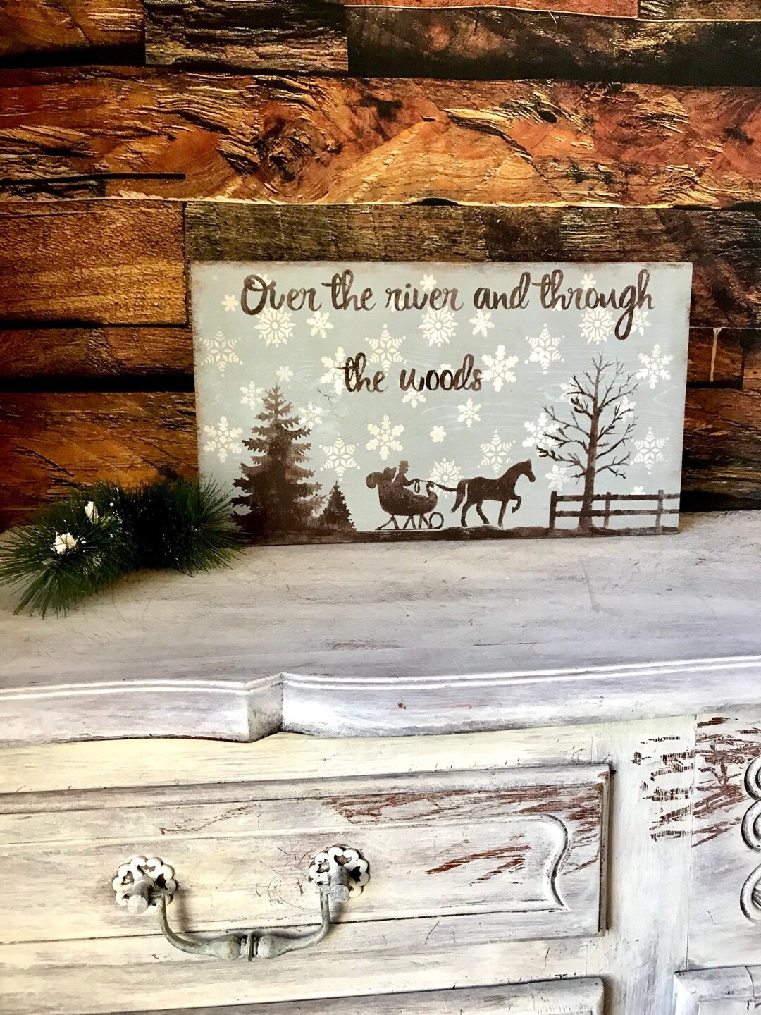 Rustic Christmas Sign / Over the River and Through the Woods / - Etsy