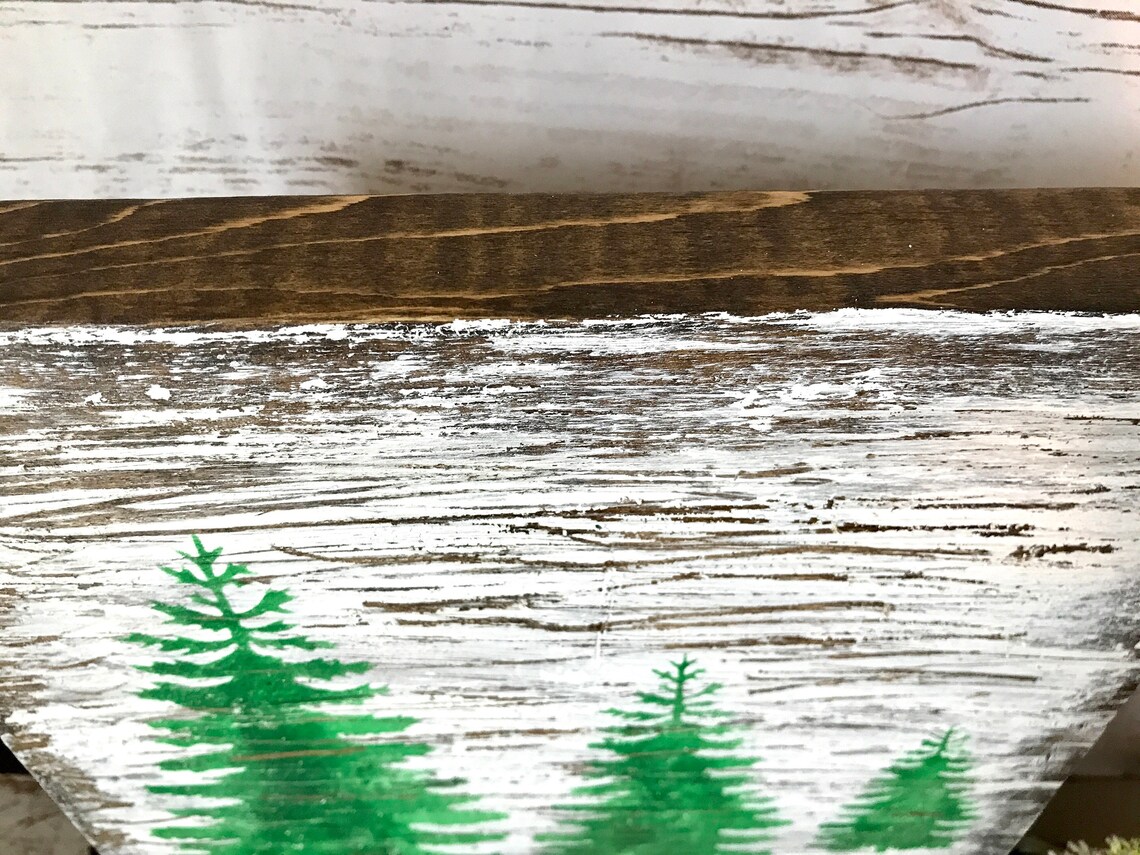 Pine Tree Sign Decoration Chippy Pine Trees Winter | Etsy