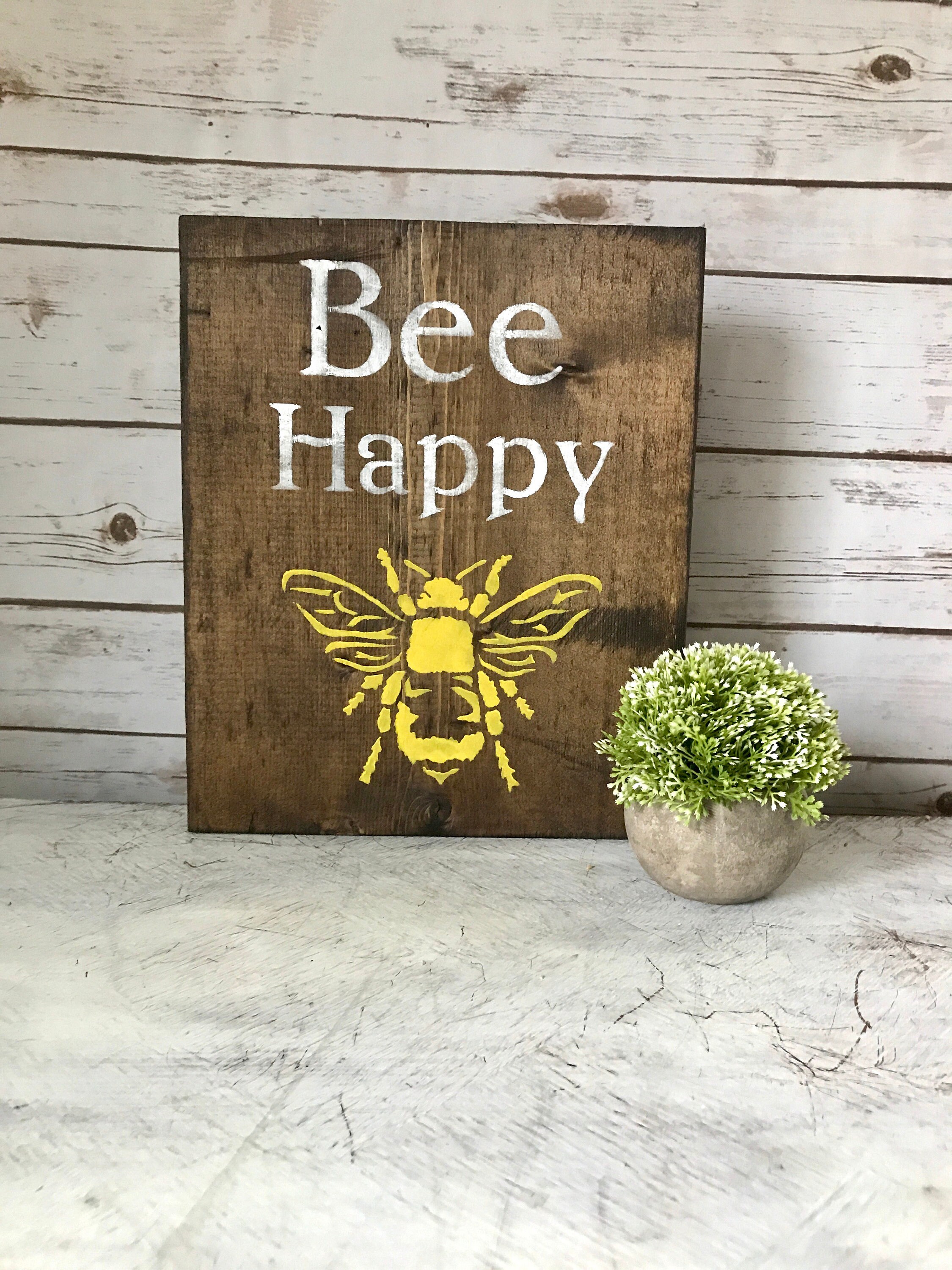 Bee Sign Decor / Nursery Sign / Bee Happy Wooden Sign / Summer Sign ...