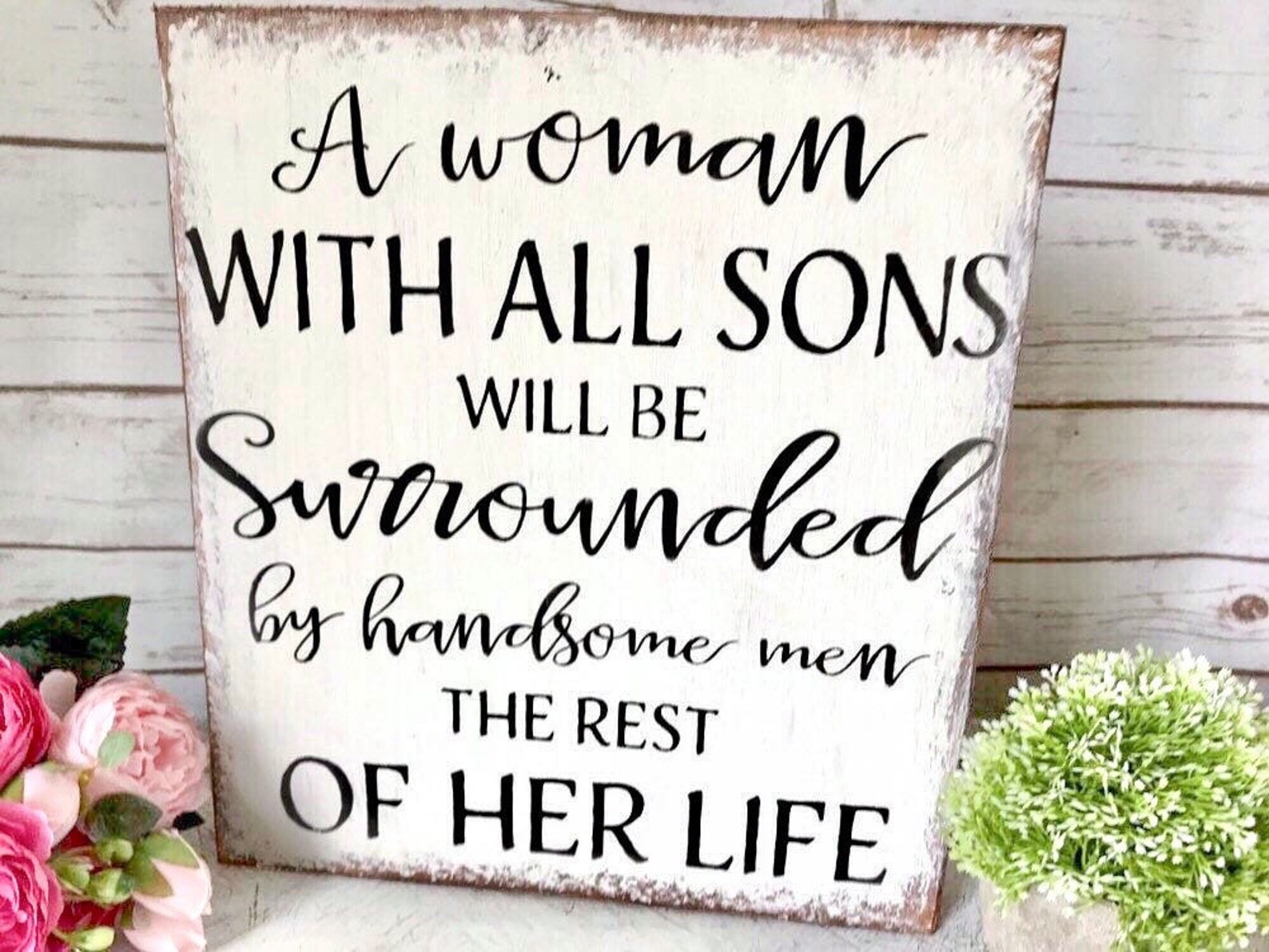 Mother Son Sign / Wooden Sign / Farmhouse Home Decor / A Woman With All ...