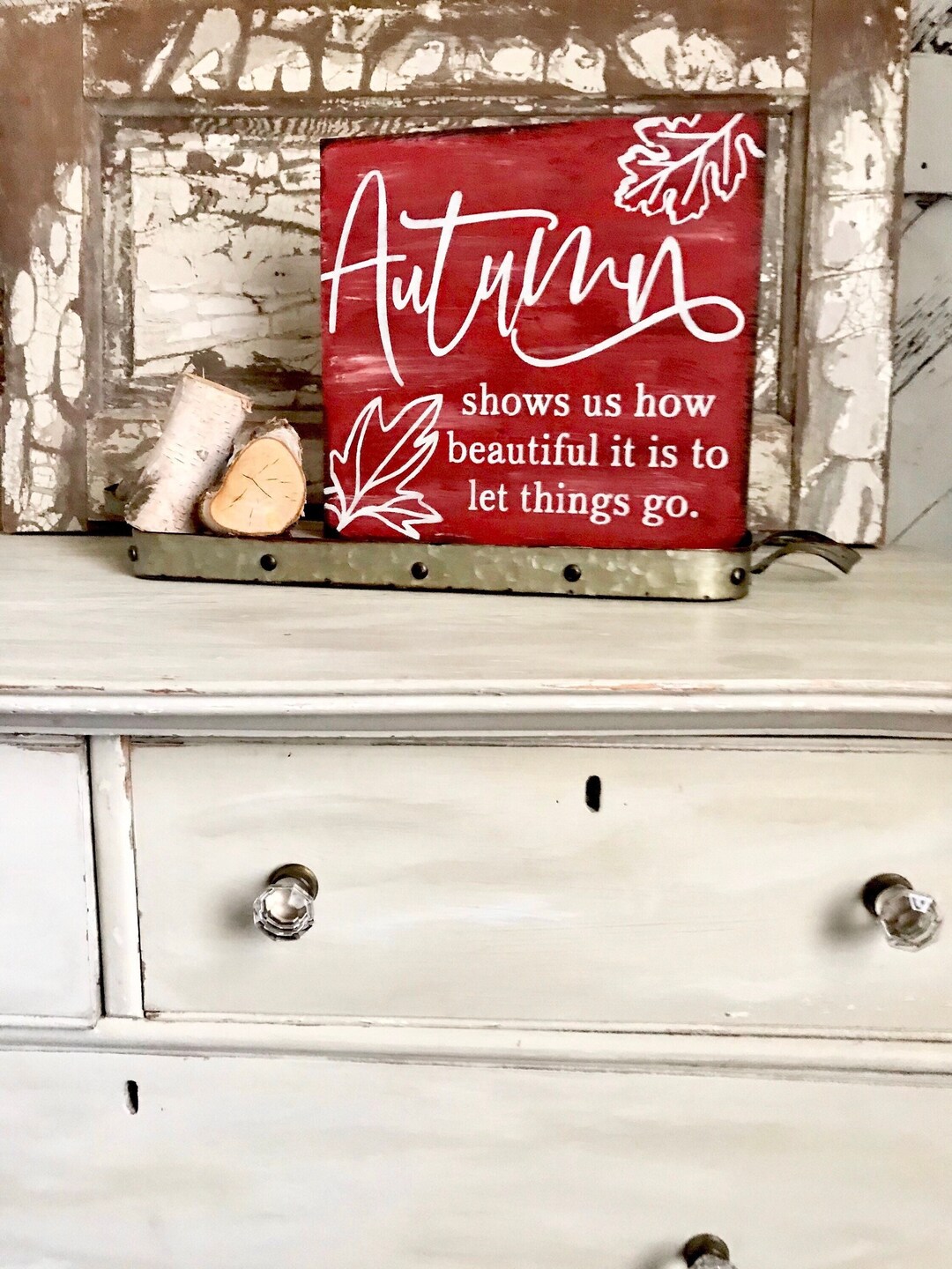 Autumn Quote Sign / Autumn Decor / Fall Leaves / Rustic Wooden Sign - Etsy