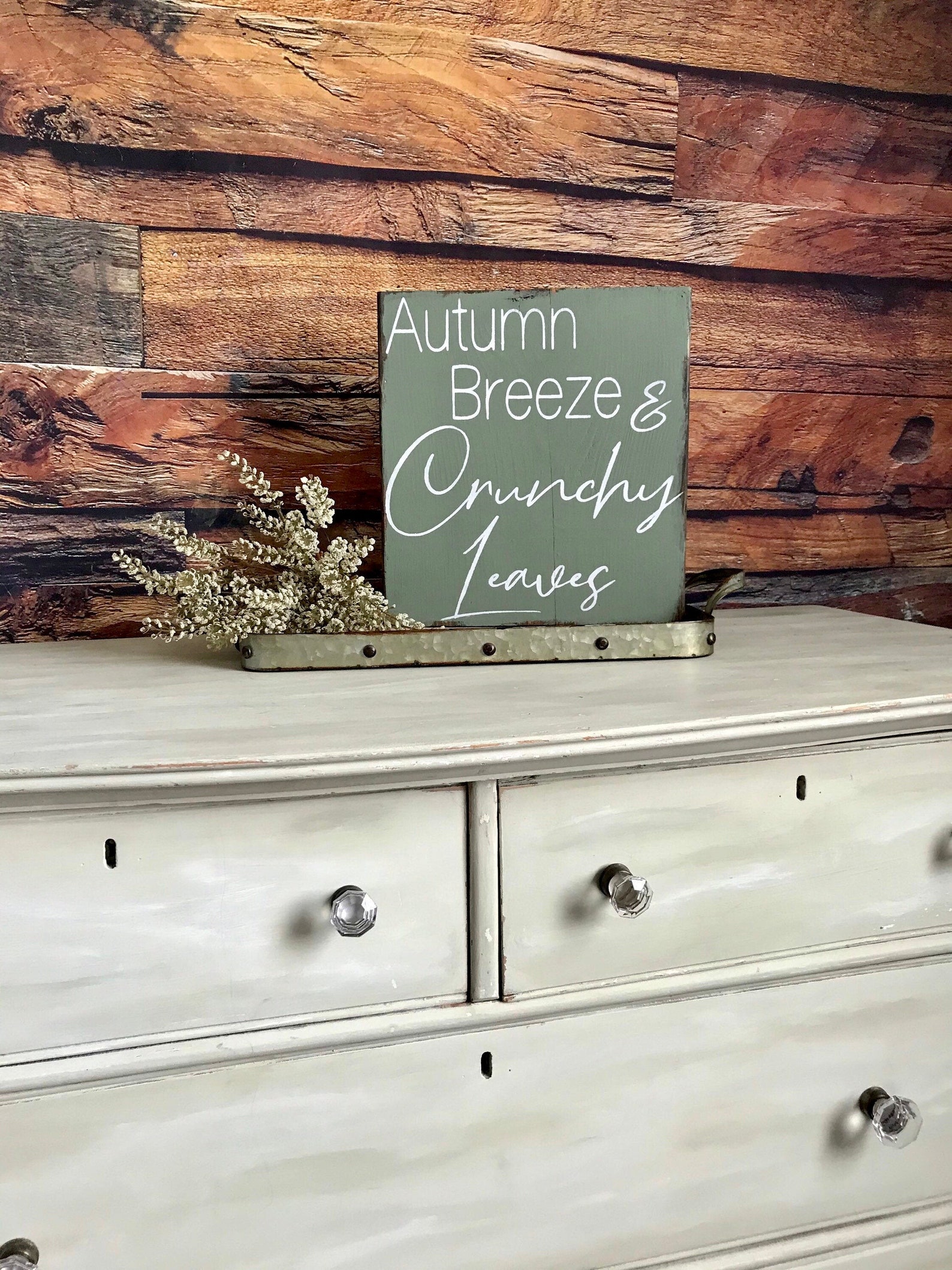 Rustic Fall Wooden Sign / Sage Green Fall Sign Decor / Autumn Breeze ...