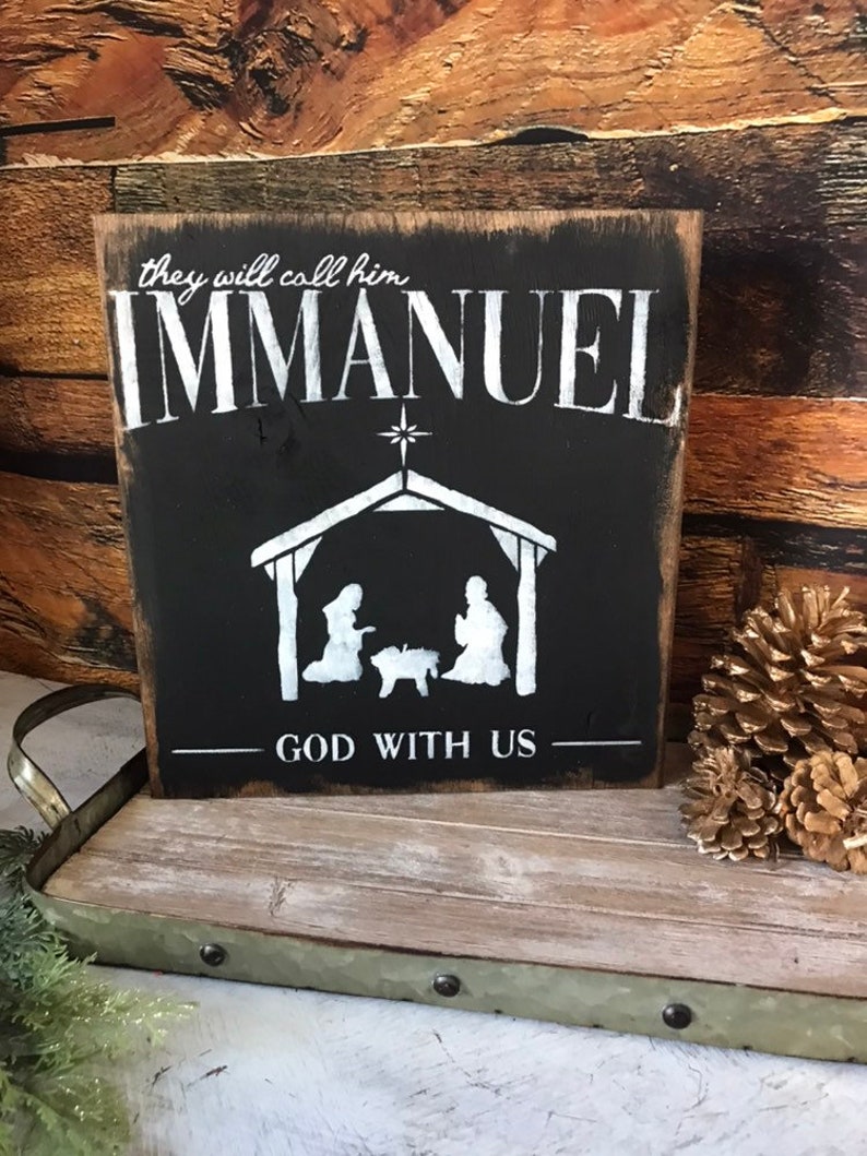 Christmas Sign Nativity Baby Jesus Immanuel God With - Etsy