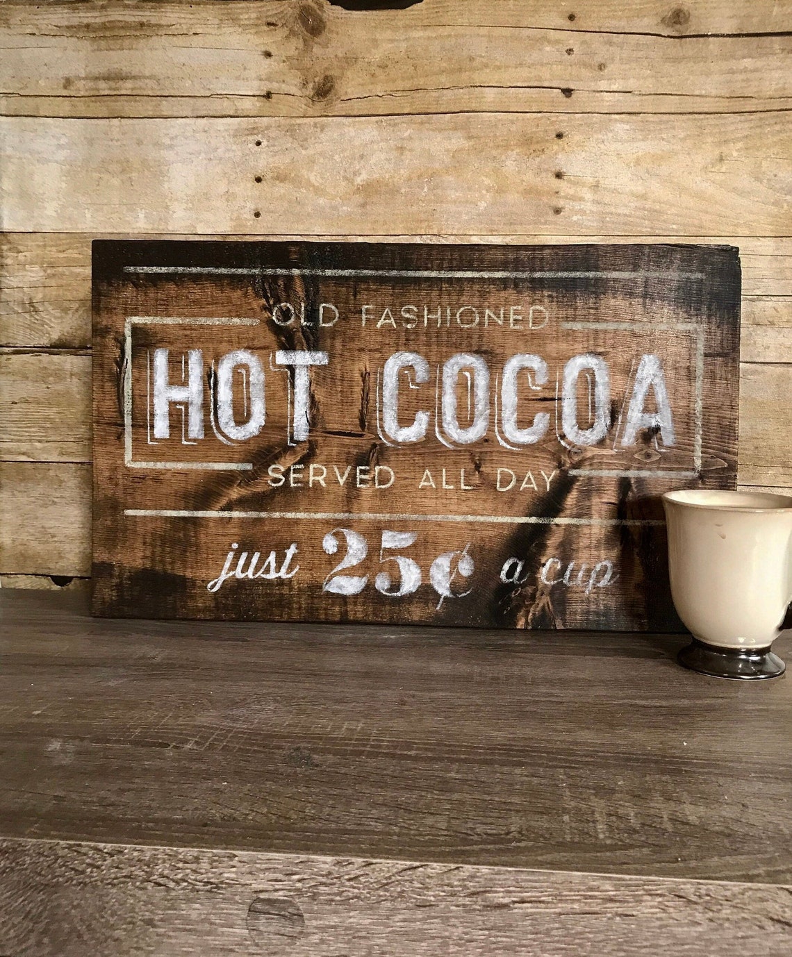 Rustic Winter Decor / Hot Cocoa Wood Sign / Hot Chocolate Bar - Etsy