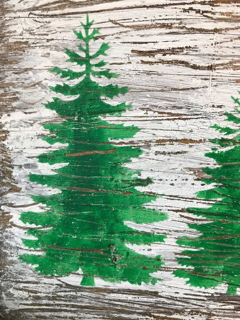 Pine Tree Sign Decoration Chippy Pine Trees Winter - Etsy