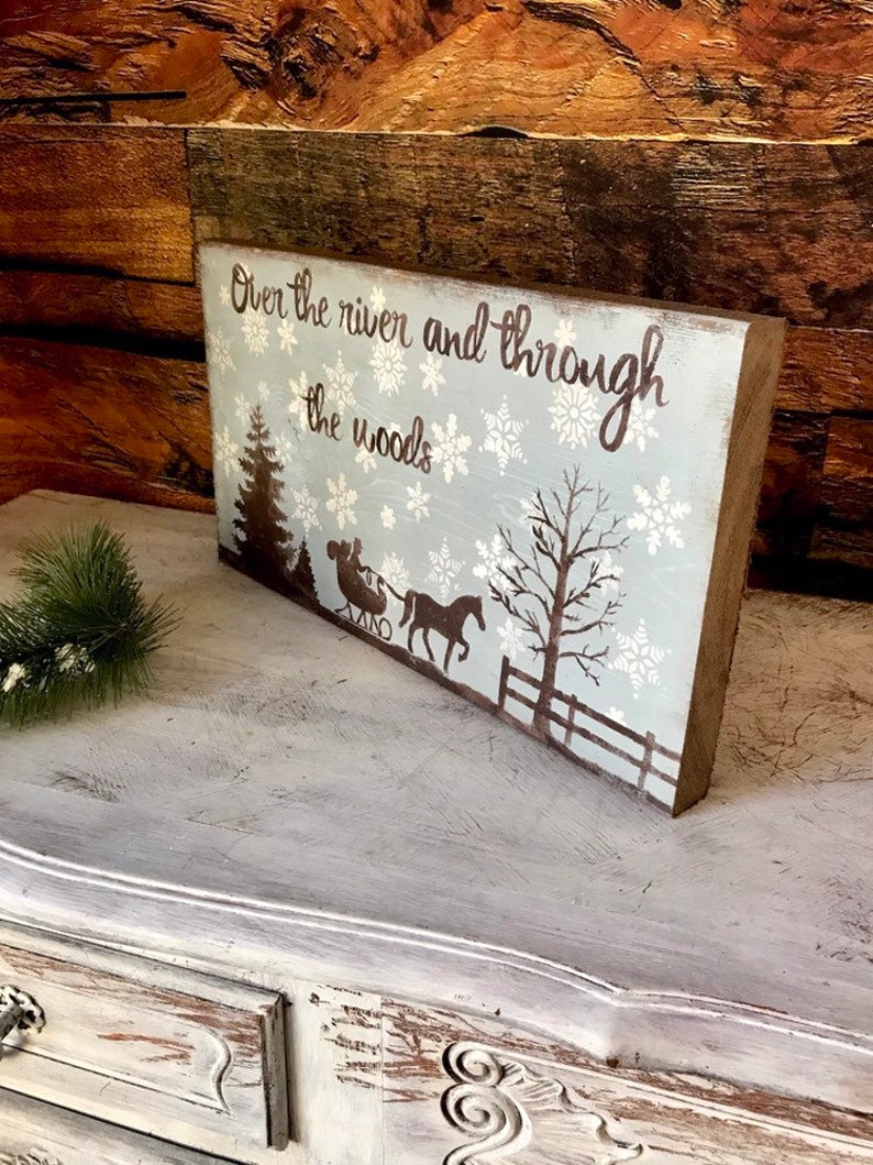 Rustic Christmas Sign / Over the River and Through the Woods / - Etsy